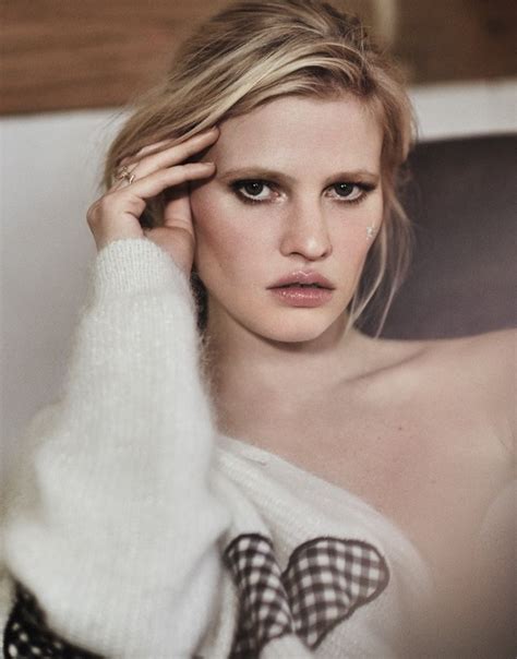 Getting Her Closeup Lara Stone Wears Christopher Kane Cardigan For The