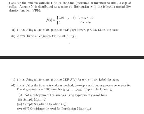 Consider The Random Variable Y To Be The Time