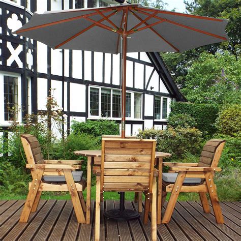 Charles Taylor Four Seater Square Table Set With Grey Cushions