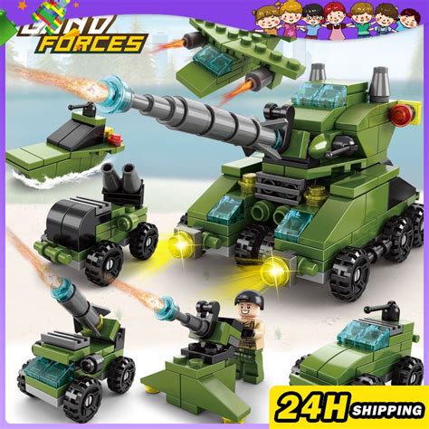 Lego Tank Military Building Blocks 6 In 1 Police Series Educational