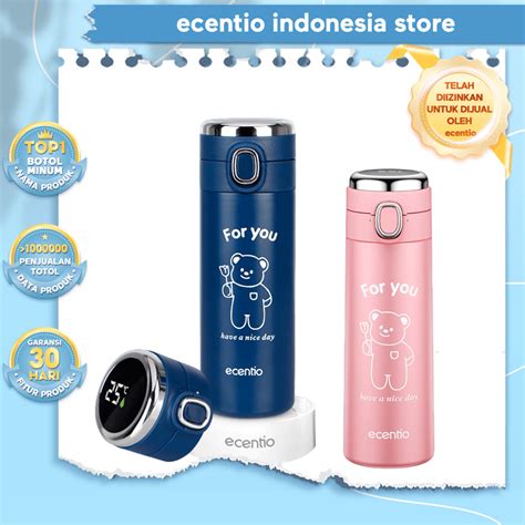Jual Ecentio Termos Air Panas Stainless Steel Led Tombol Suhu Botol Minum Tumbler Tahan Panas
