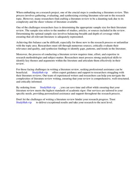 Literature Review Sample Size Pdf Methodology Sampling Statistics