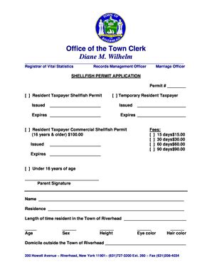 Fillable Online Shellfish Permit Application Fax Email Print PdfFiller