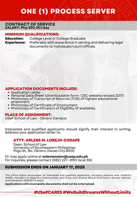 USeP Job Hiring USeP Is In Need Of One 1 Non Teaching Personnel For