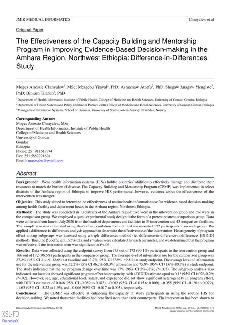 Pdf The Effectiveness Of The Capacity Building And Mentorship Program In Improving Evidence