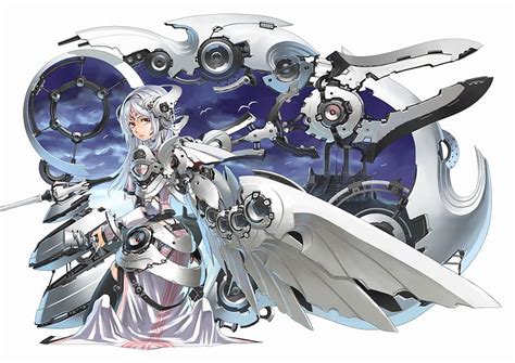 1920x1080px 1080p Free Download Mecha Girl Wings Female White Hair Smile Sexy Armor