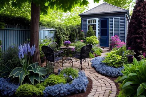 Premium Ai Image Beautifully Landscaped Small Garden In Summer
