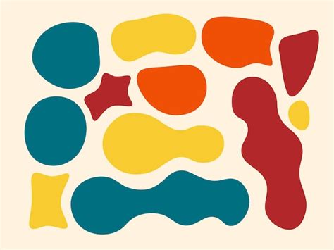 psd retro colorful abstract shapes blob fluid hand drawn organic shapes seamless premium ai