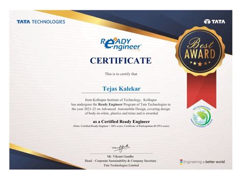 Tejas Kalekar On Linkedin Successfully Completed Tata Technologies