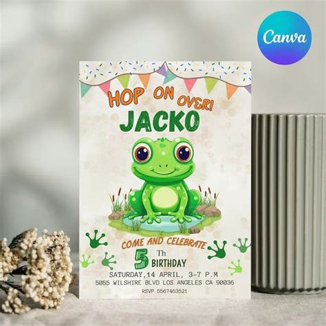 Invitación Cumpleaños Niños Tarjeta De Cumpleaños De Rana Para Fiesta