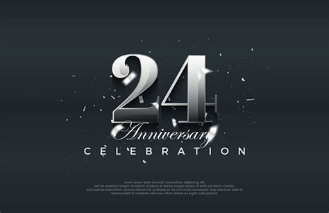 실버 메탈릭 반짝이는 24 주년 기념 벡터 디자인 인사말과 축하를 위한 프리미엄 벡터 배경입니다 0명에 대한 스톡 벡터 아트 및 기타 이미지 Istock
