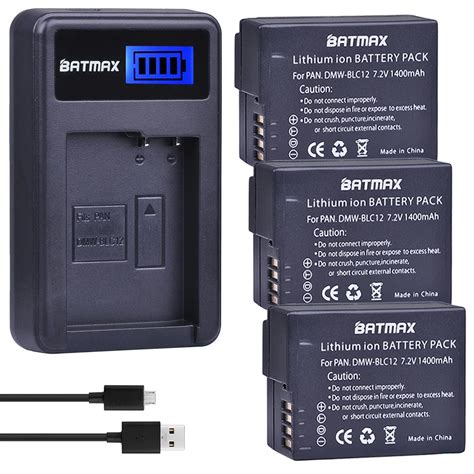 3Pcs DMW BLC12 DMW BLC12E BLC12 Batteries USB LCD Charger For