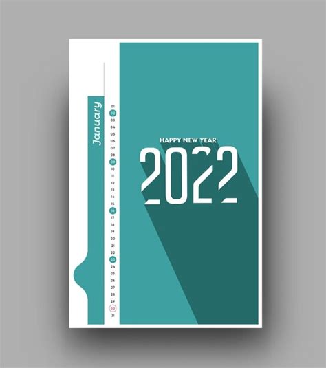 새해 복 많이 받으세요 2022 달력 크리스마스 카드를 위한 새해 휴일 디자인 요소 장식용 달력 배너 포스터 벡터 일러스트 배경 무료 벡터