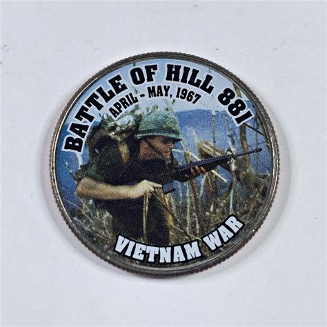 Colorized Kennedy Half Dollar Commemorating Battle Of Hill 881 Vietnam
