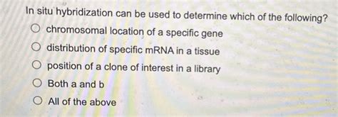 Solved In Situ Hybridization Can Be Used To Determine Which Chegg Com