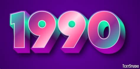 1990 Text Effect And Logo Design Number
