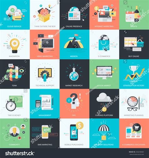 Set Flat Design Style Concept Icons Stock Vector Royalty Free