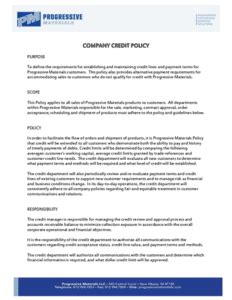 Free Credit Policy Templates Word Excel Samples