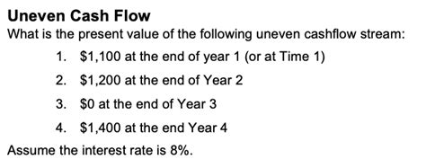 Solved Uneven Cash Flow What Is The Present Value Of The Chegg