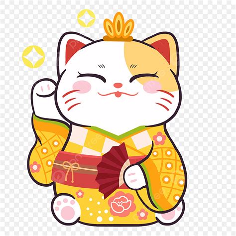 幸運な日本の着物ラッキーキャット作りおめでとうございますイラスト画像とPSDフリー素材透過の無料ダウンロード Pngtree