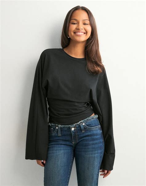 Kjøp Nelly Wide Sleeve Ls Top Black