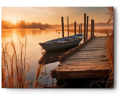 Obraz Na Płótnie 120x80 do Salonu Canvas na ścianę Jezioro zachód