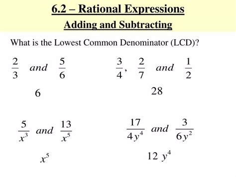 PPT Mastering Rational Expressions Lowest Common Denominator LCD PowerPoint Presentation