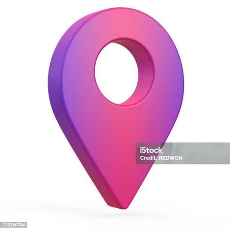 그라데이션 빨간색과 파란색 포인터 아이콘 흰색 Gps 여행 탐색 장소 위치 개념 3d 일러스트레이션에 분리 된 위치 기호 0명에