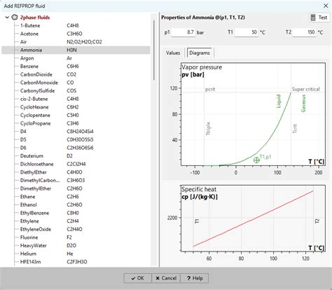 Menu Settings Fluids Refprop Library