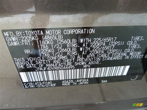 2011 Rav4 Color Code 4t3 For Pyrite Metallic Photo 52229659