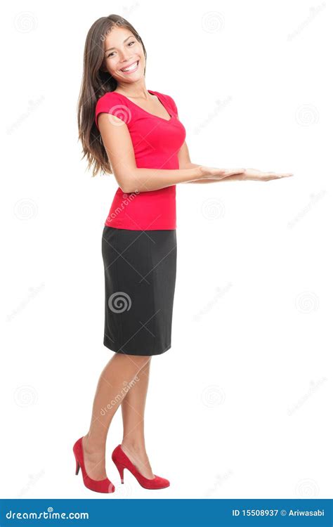 Woman Displaying Showing Product Copy Stock Image Image Of