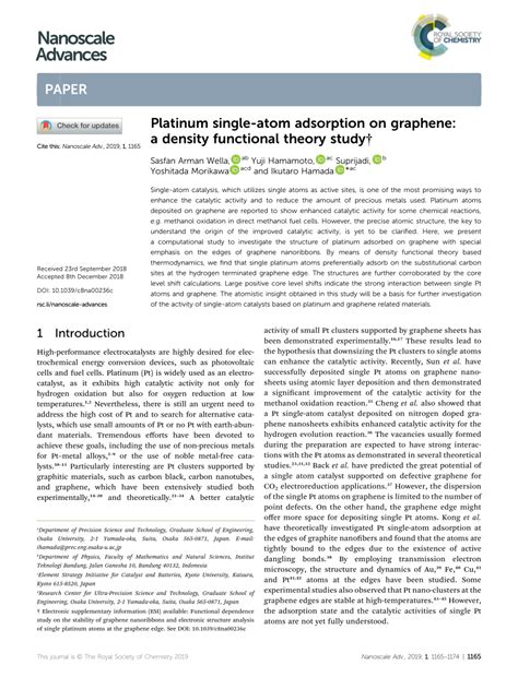 Pdf Platinum Single Atom Adsorption On Graphene A Density Functional