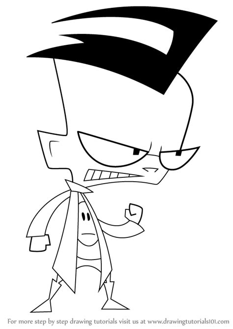 how to draw dib from invader zim invader zim step by step