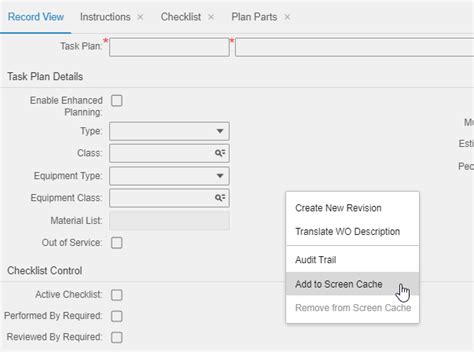 Setting Up Screen Cache