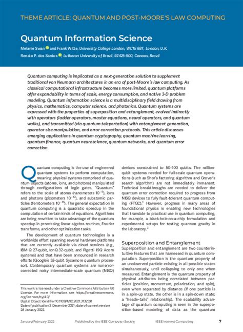 Pdf Quantum Information Science