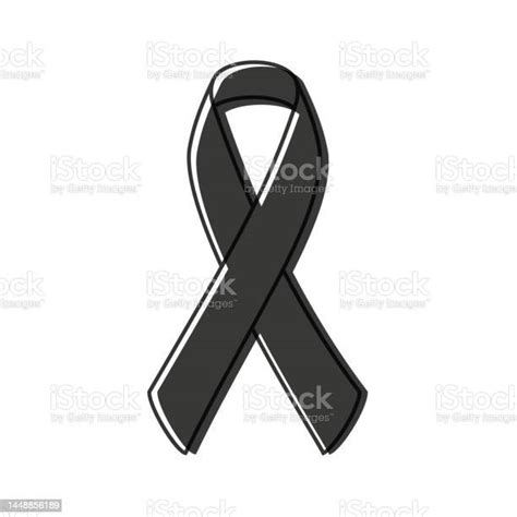 인식 리본 검은색 윤곽선 검은 색 벡터 일러스트 레이 션 평면 디자인 Charitable Foundation에 대한 스톡 벡터 아트 및 기타 이미지 Charitable