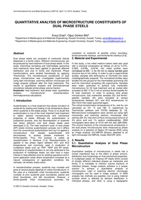 Pdf Quantitative Analysis Of Microstructure Constituents Of Dual