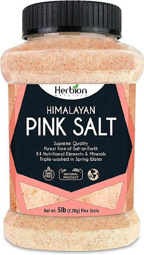 Herbion Himalayan Pink Salt 5 Lb Fine Grain GMO Free Vegan Kosher