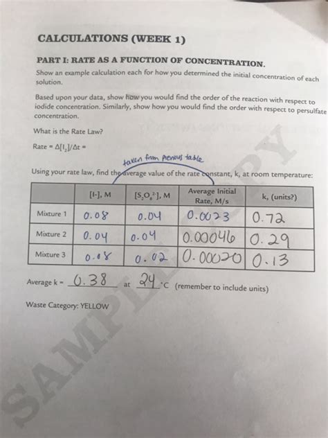 The Iodine Clock Reaction Kinetics Experiment 3