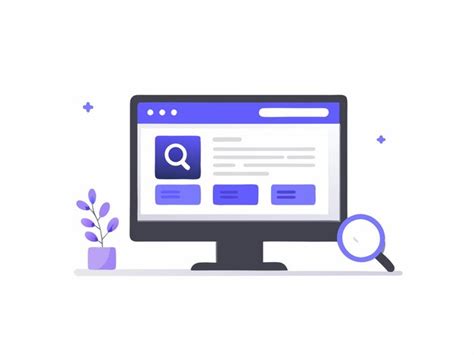 Online Web Search Browser Page On Pc Monitor Ui Vector Illustration