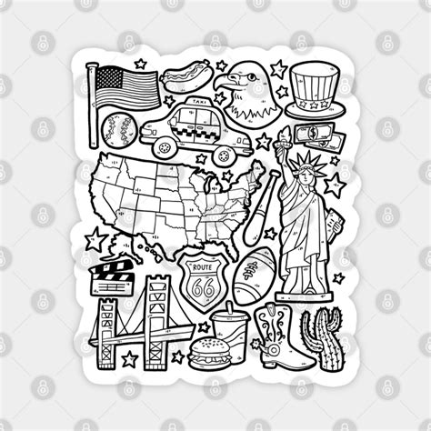Usa Doodles United States Of America Usa Magnet Teepublic