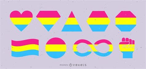 Pansexual Flags And Shapes Set Vector Download