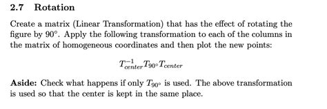 Solved 2 7 Rotation MATLAB ONLY Create A Matrix Linear Chegg