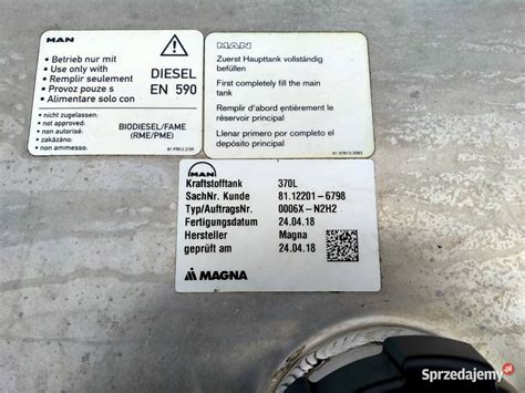 MAN TGX TGS EURO 6 ZBIORNIK PALIWA 370L 81122016798 Kargowa
