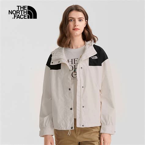 The North Face北面女款白色防水透氣連帽衝鋒衣｜7qsin3n Pchome 24h購物