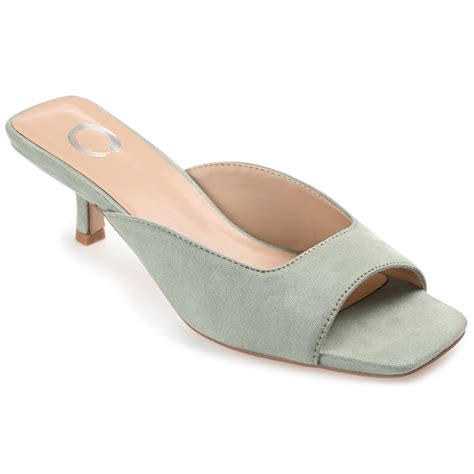 Journee Womens Larna Wide Width Slip On Kitten Heel Open Toe Dress