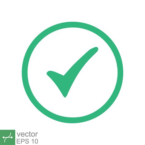 Green Check Mark Icon Simple Flat Style Tick Symbol Checkbox Right