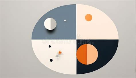 Minimalist Composition Of Overlapping Geometric Shapes In Pastel Hues Stock Illustration