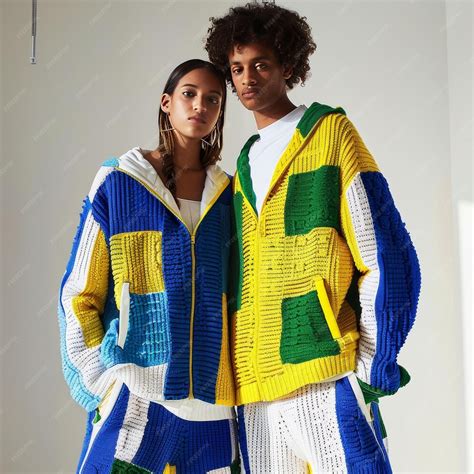 A Man And A Woman Are Standing In Front Of A White Wall Premium Ai