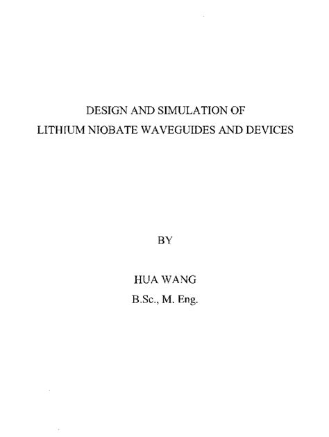 Fillable Online Design And Simulation Of Lithium Niobate Waveguides And